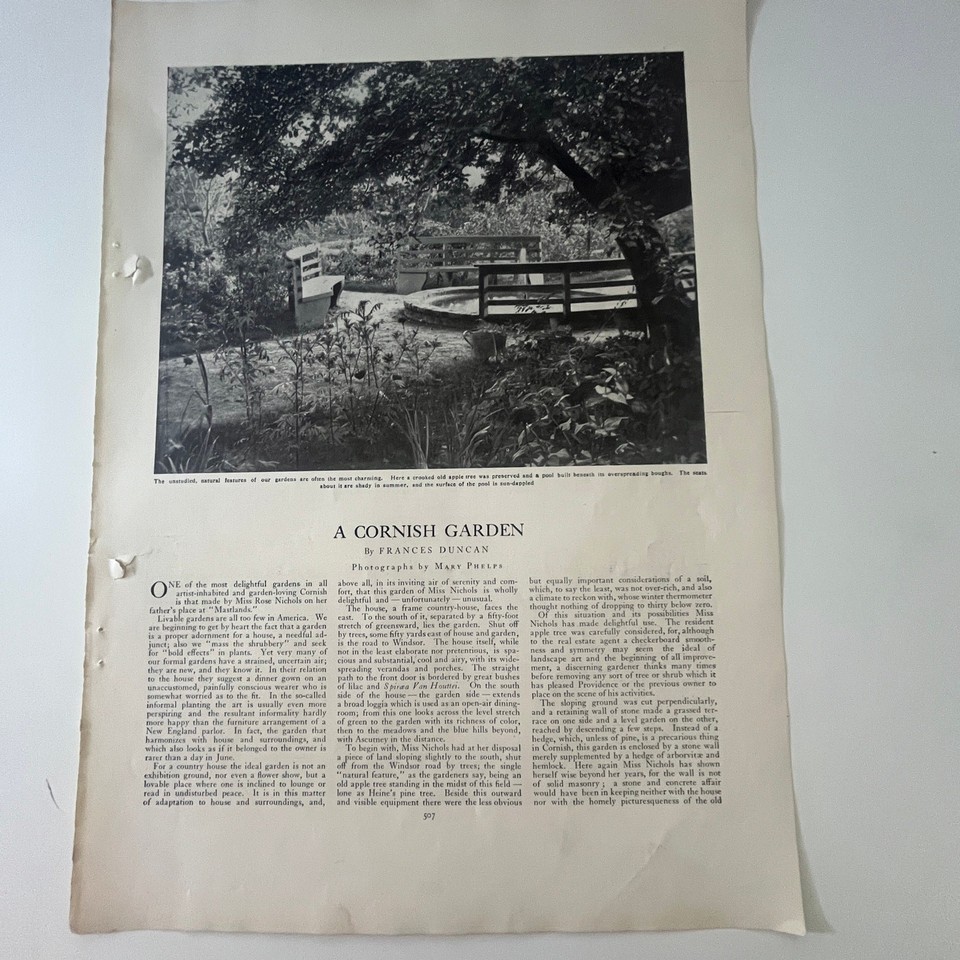 A Cornish Garden by Frances Duncan 1908 Magazine Article SV27-4 | eBay