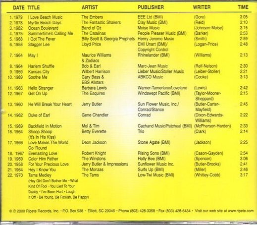 Beach Music Anthology DISC 1 ONLY 22 Great Carolina Beach Shag Hits | eBay