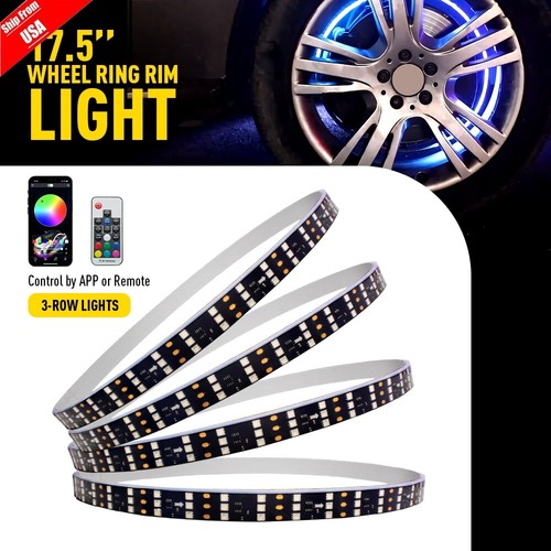 4X 17.5" RGB Wheel Ring RGB Light LED Kit For Truck Car Rim Light ...