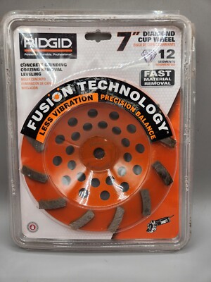 RIDGID 7 in. Diamond Turbo Cup Grinding Wheel 12-Segment 5/8"-11 Arbor ...