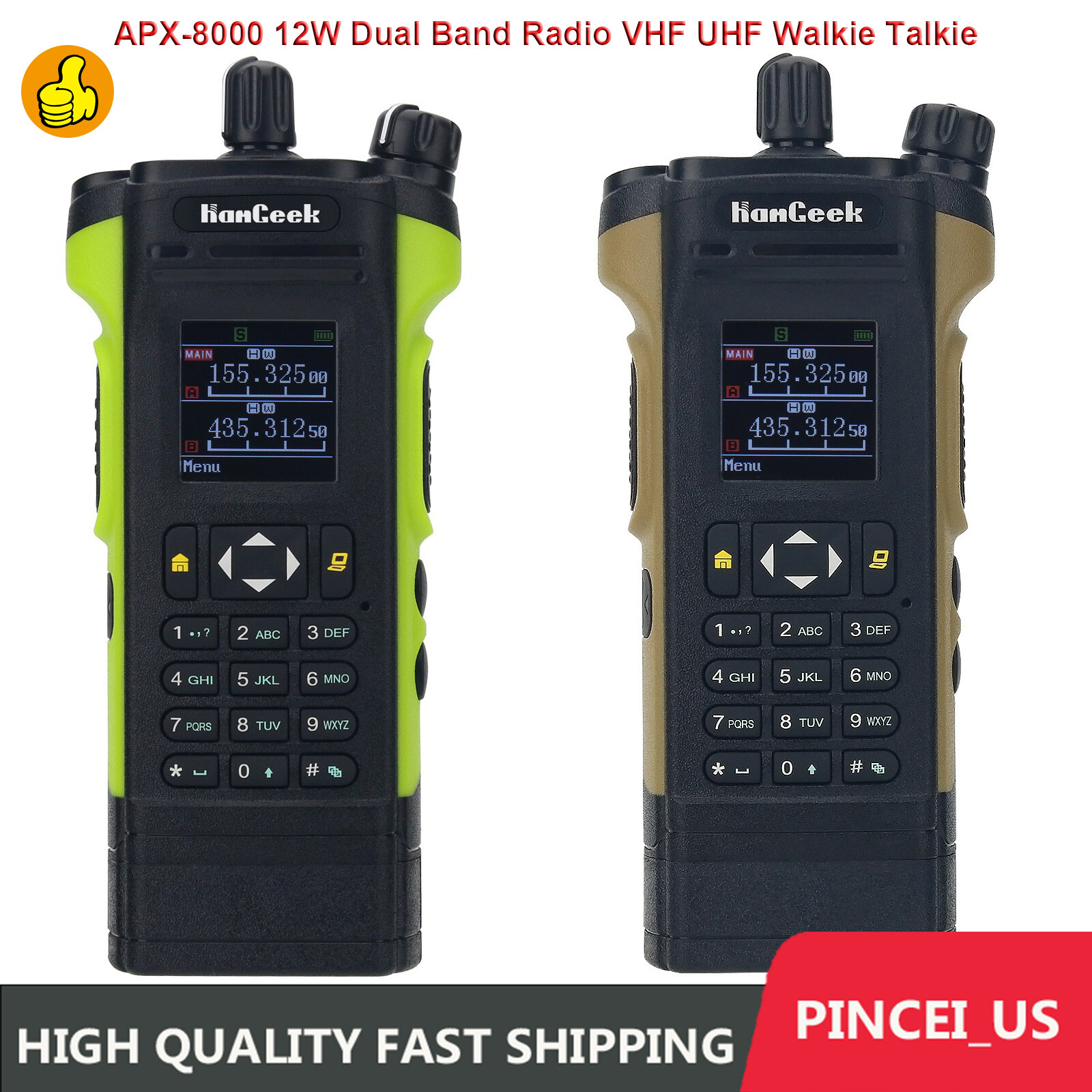 HAMGEEK APX-8000 12W Dual Band Radio Transceiver Walkie Talkie Kit Dual ...