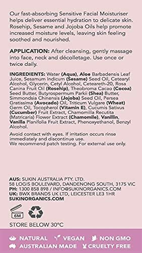 Premium Sukin Sensitive Facial Moisturiser 125ml Sukin Fast Absorb Fast ...