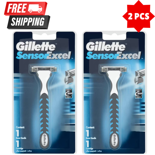 2 X Gillette Sensor Excel Razor Handle + 2 Cartridge - HOLDS WOMENS ...