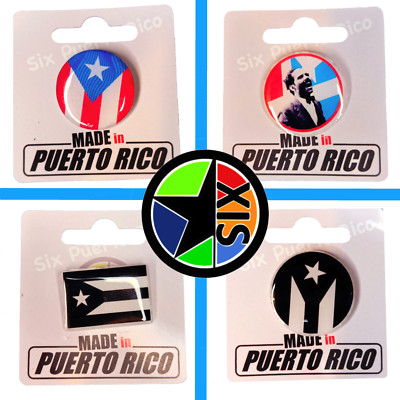 Set of 4 Puerto Rico Pins Buttons Acrylic Pin Badge Emblem Enameled ...