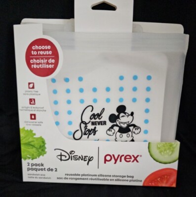 Pyrex Mickey Mouse Reusable silicone storage bag package of two New | eBay