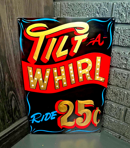 HAND PAINTED Carnival TILT A WHIRL Sign Circus Amusement Park Midway ...