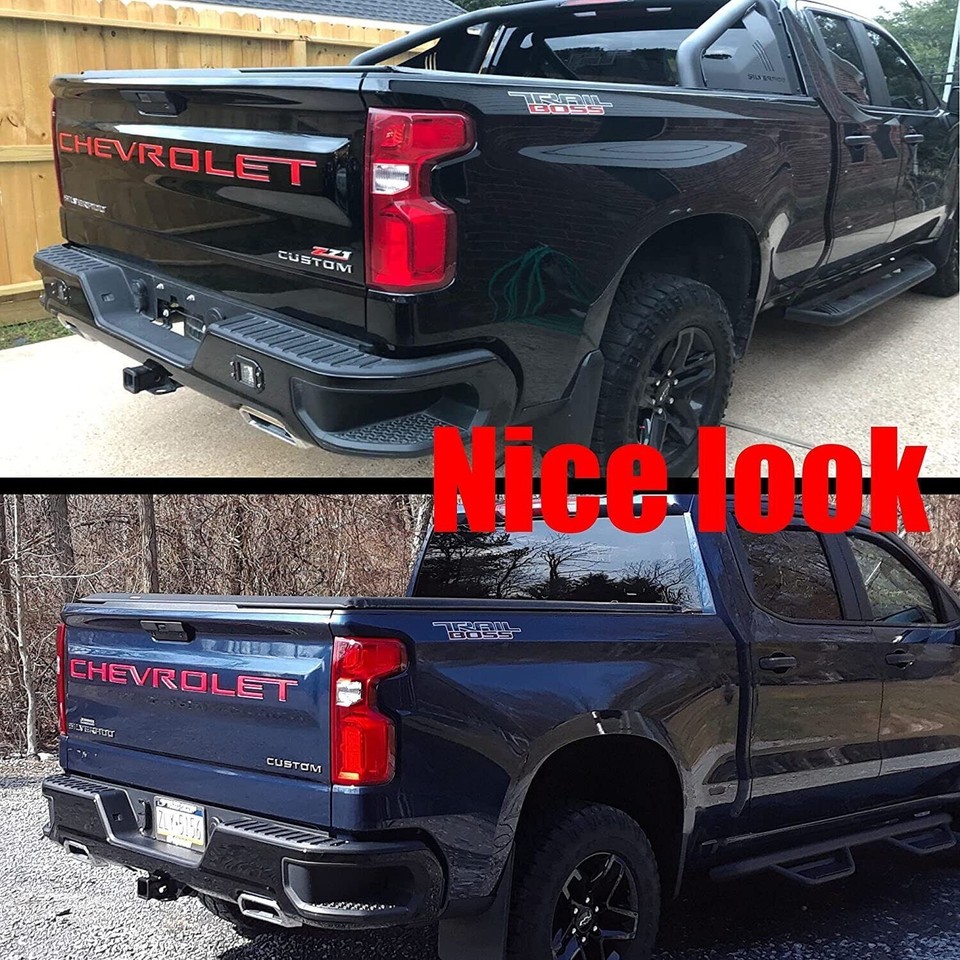 3D Raised Matte Red Tailgate letters for 2019-2023 Chevy Silverado 1500 ...