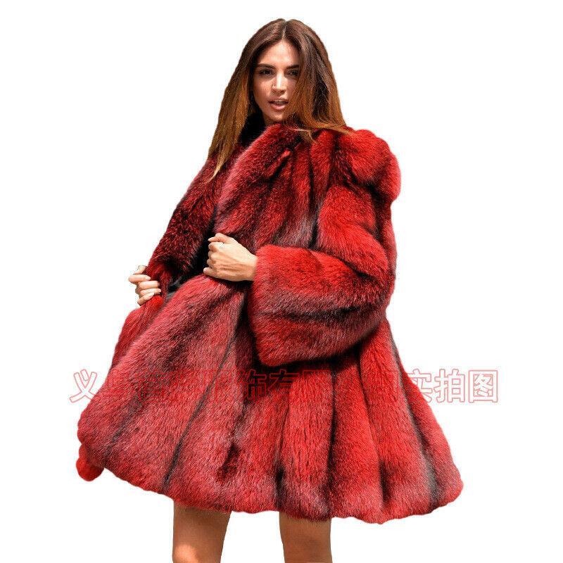 Red Fur Coat Mink Fur Coat Women's Mid-length Fur Jacket Warm Mid ...