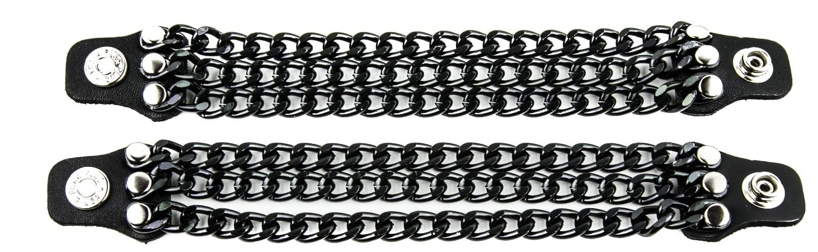 3 row Black Chain Extension Black Leather Biker Vest Extender 2 Pcs Lot ...