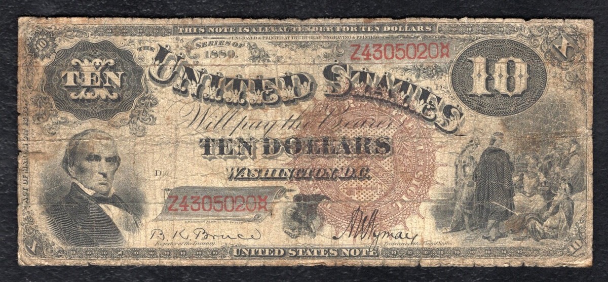 FR. 102 1880 $10 TEN DOLLARS “JACKASS” LEGAL TENDER UNITED FR. 102 1880 $10 TEN DOLLARS “JACKASS” LEGAL TENDER UNITED