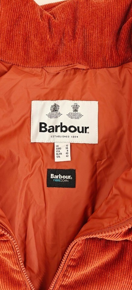 BARBOUR LADIES RUST CORD PADDED FIBREDOWN JACKET SIZE 12 CG S92 | eBay