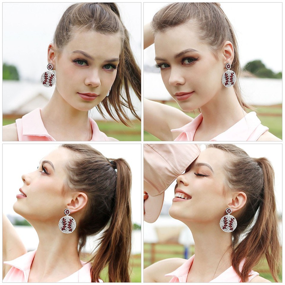 1 Pair Sports Earrings Women Bead Earrings Baseball Drop Earrings ...