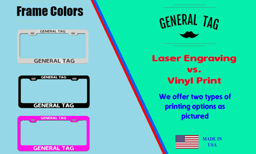 LASER ENGRAVED License Plate Frame Custom Made Personalized Heavy Duty ...
