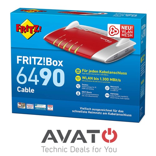 AVM FRITZBox 6490 Kabelmodem 4-Port Gigabit WLAN MESH Router *Frei ...
