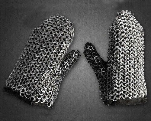 Mesh Gloves Medieval Armor Reenactment 9mm Flat & Solid Ring Chainmail ...