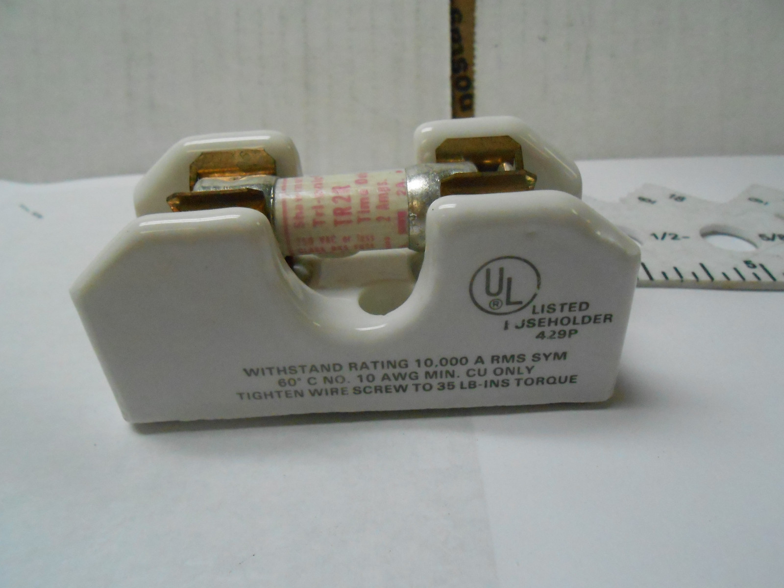 4929 PORCELAIN FUSE HOLDER WITH FUSE/ LENTH 1.5" WIDTH 3.43 NEW OLD ...
