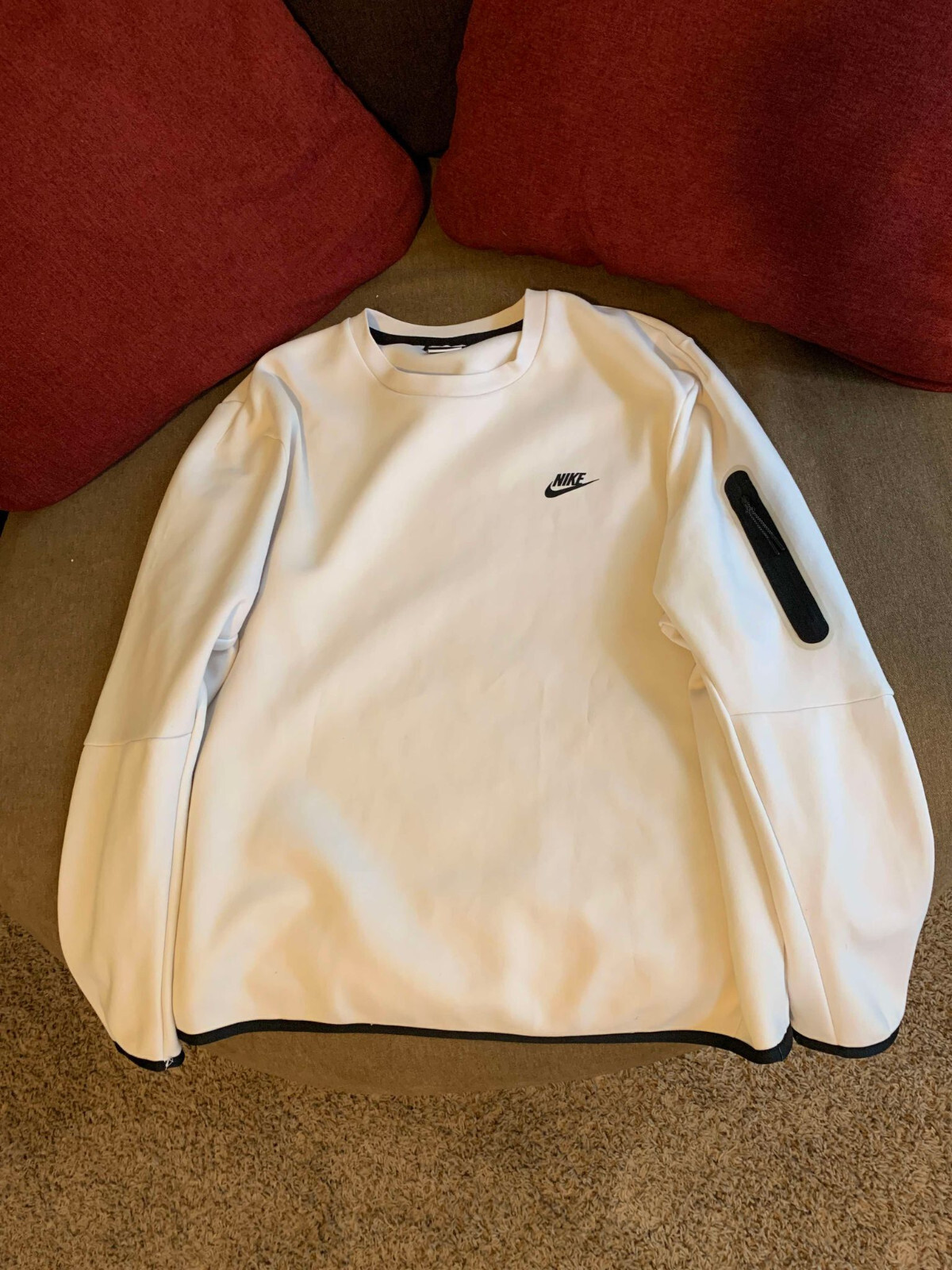 Nike Mens Ivory Sportswear Tech Fleece Crewneck Fleec… - Gem
