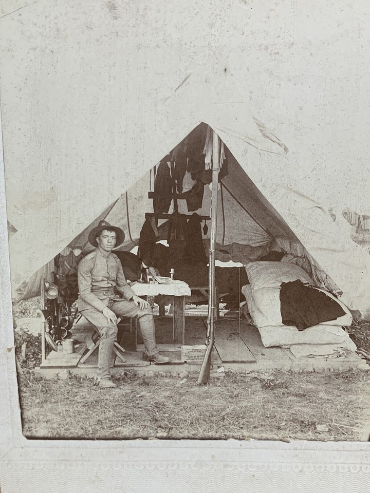 Original Philippine Insurrection Photo ~ Army Soldier Officer Tent ...