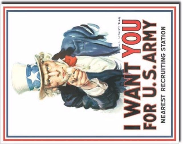Uncle Sam I Want You Draft American Pride Retro Wall Bar Decor Metal ...