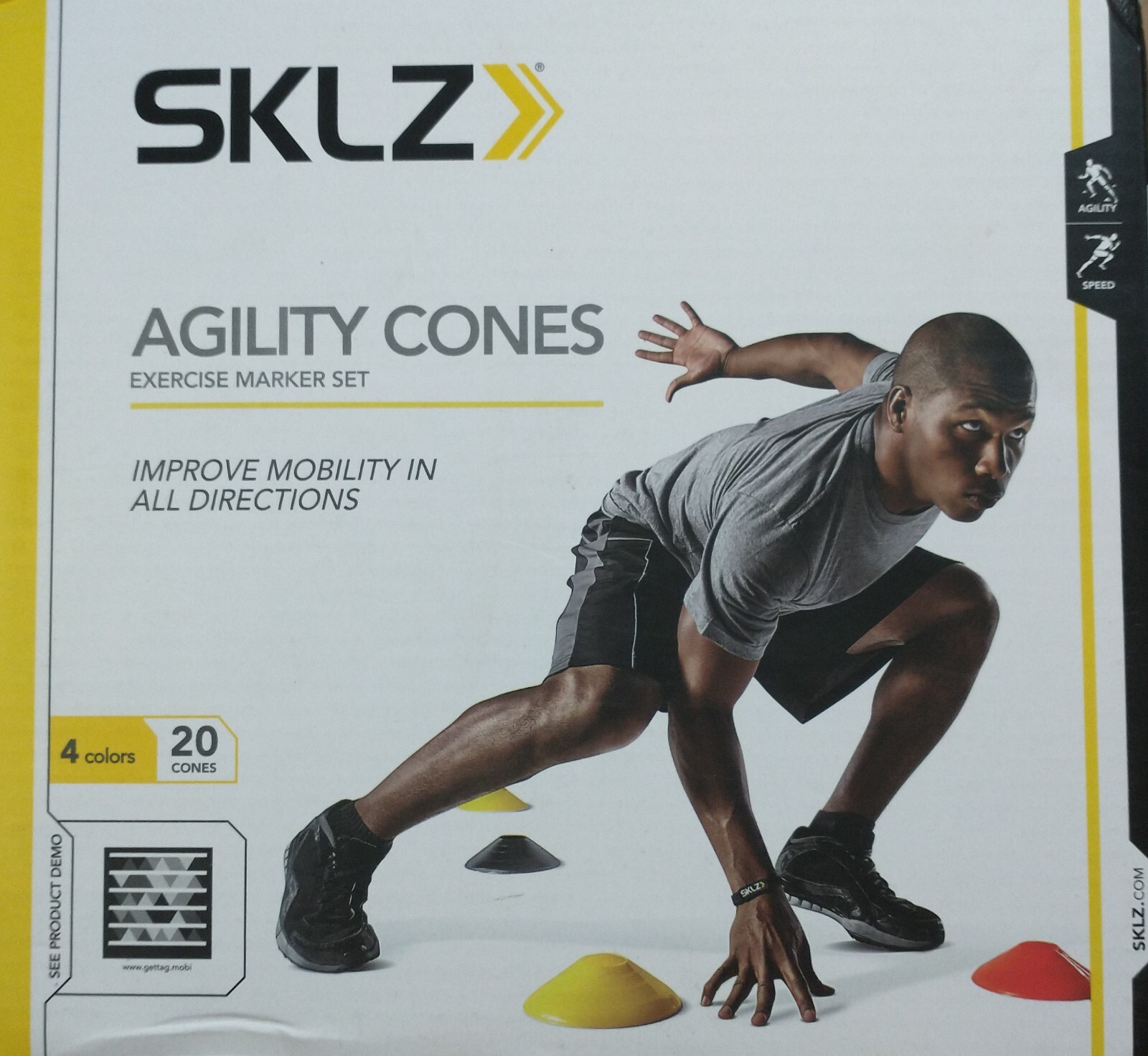 Sklz Agility Cones Exercise Marker Set of 20 & Storage Rack ...