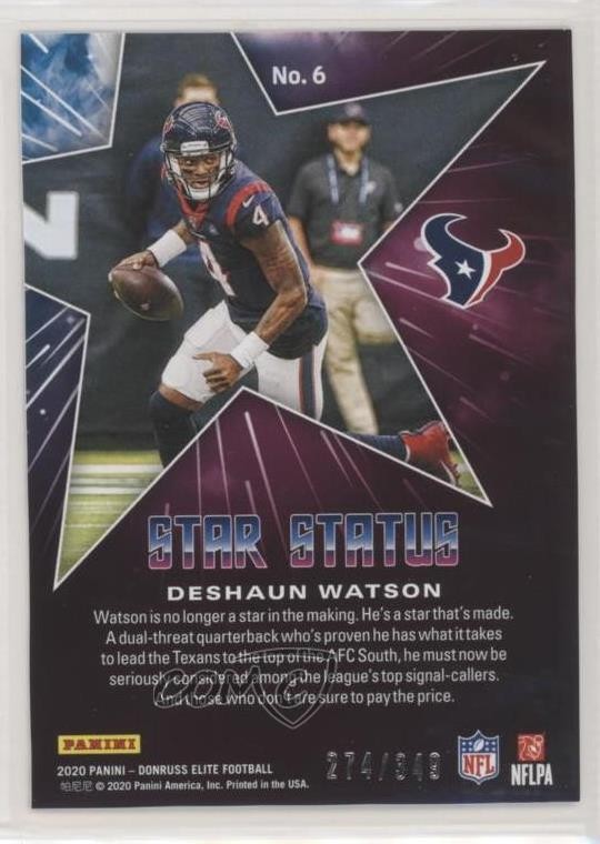 2020 Panini Donruss Elite Star Status /349 Deshaun Watson #6 | eBay