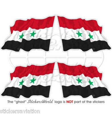SYRIA Syrian Flying Flag Arabic 50mm(2") Vinyl Bumper-Helmet Stickers ...