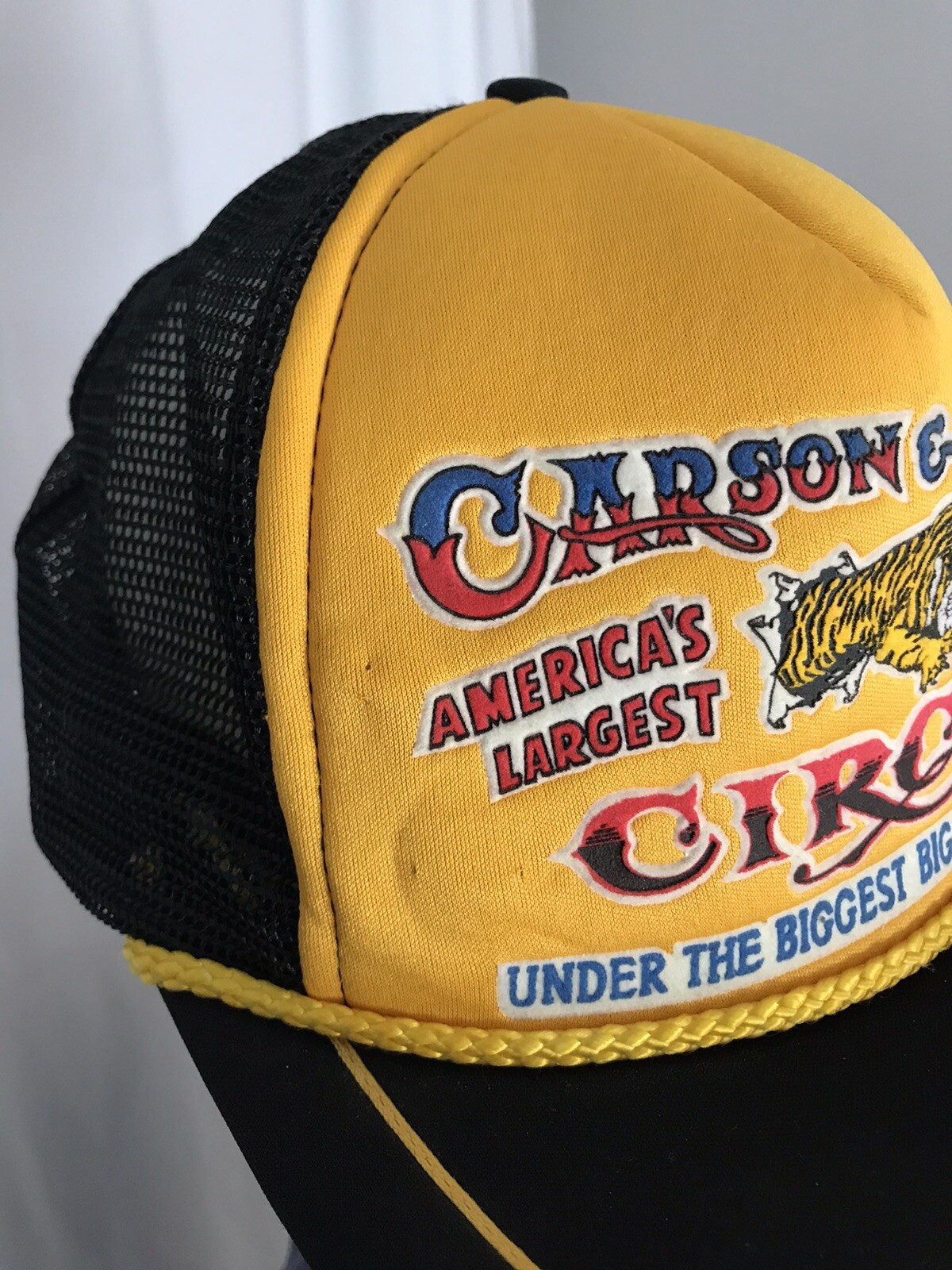 Vtg 80s Carson Barnes Circus Cap Logo Mesh Snap Back … - Gem