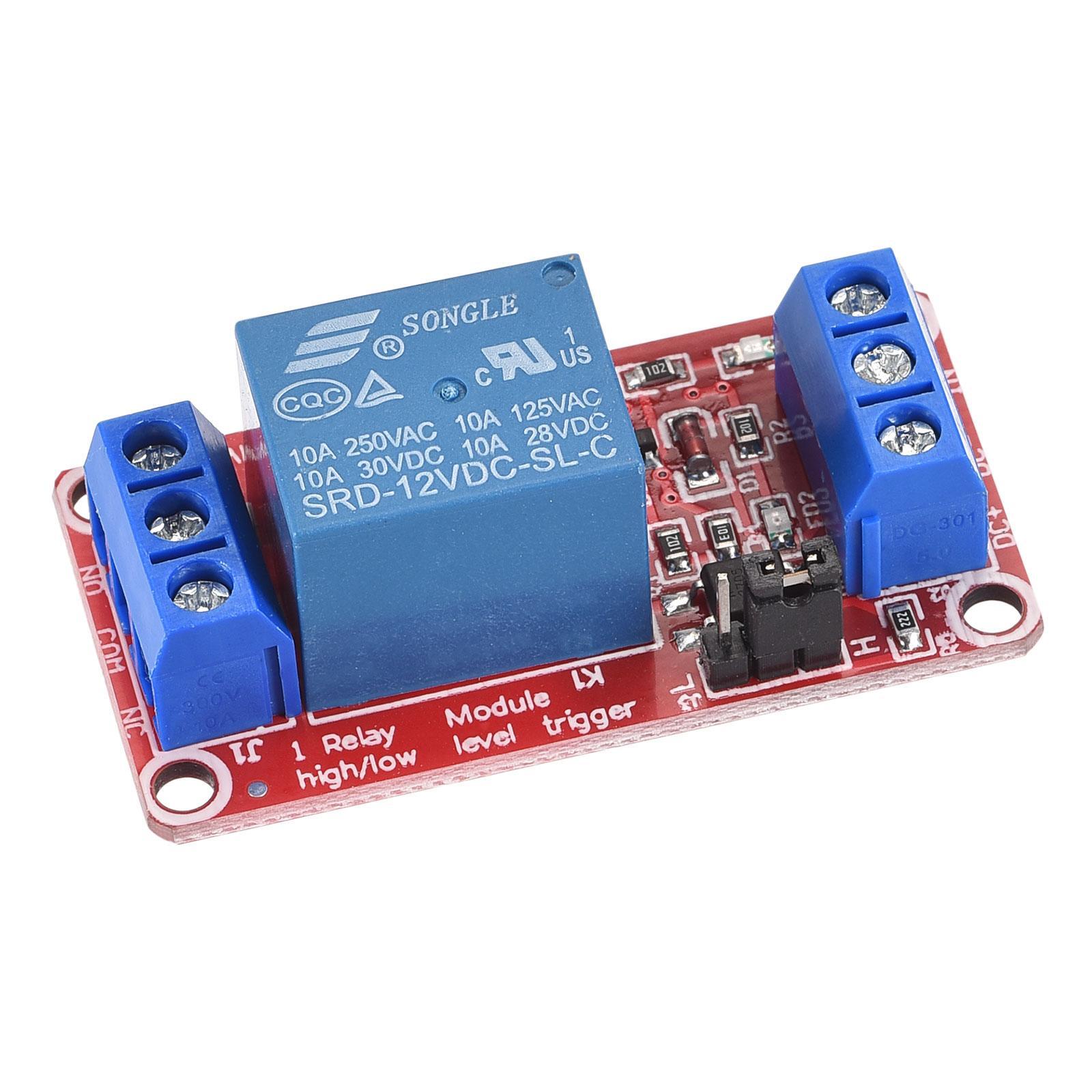 Relay Module 1 Channel 12V High Low Level Trigger Module Red Relay ...