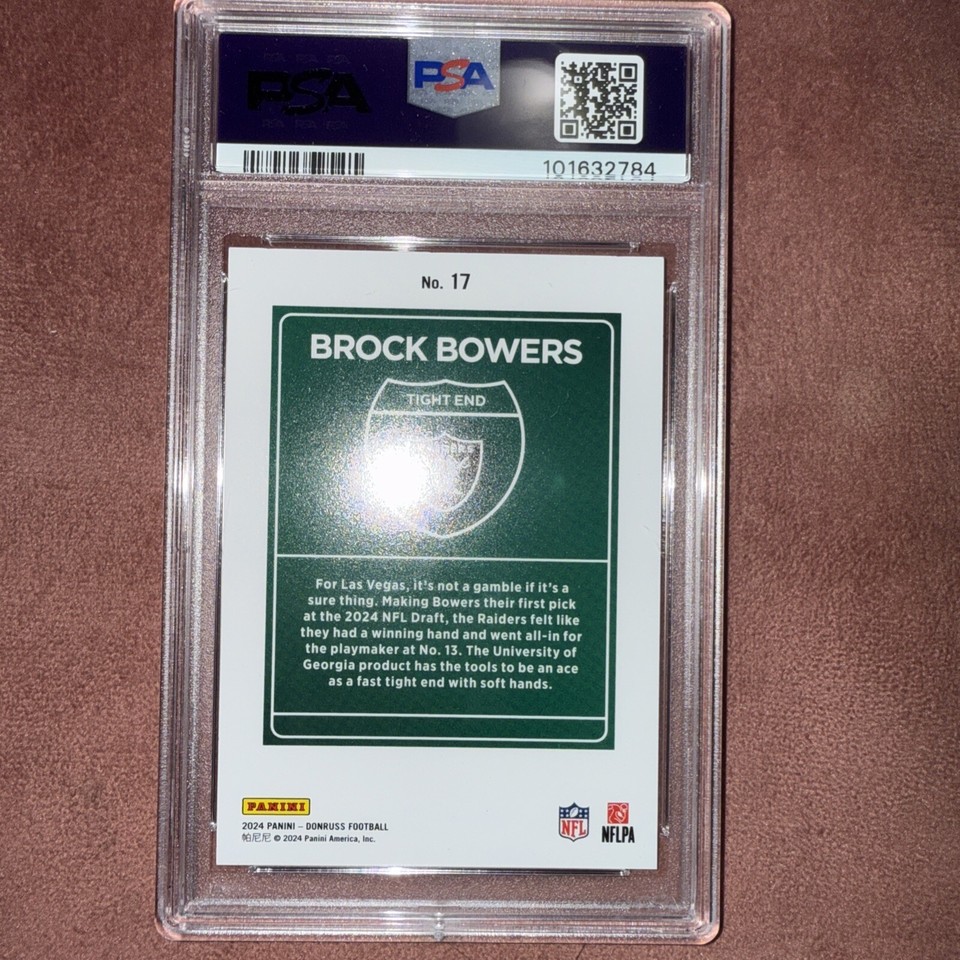 2024 Donruss DOWNTOWN Brock Bowers Rookie Card #17 RC PSA 10 Raiders ...