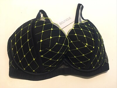 New M&S BOUTIQUE Black Mix Lucia Heart Embroidery Wired Plunge Bra Size ...