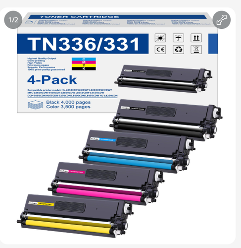 4PK Toner Compatible with Brother TN-336 TN336 HL-L8350CDW MFC-L8850CDW ...