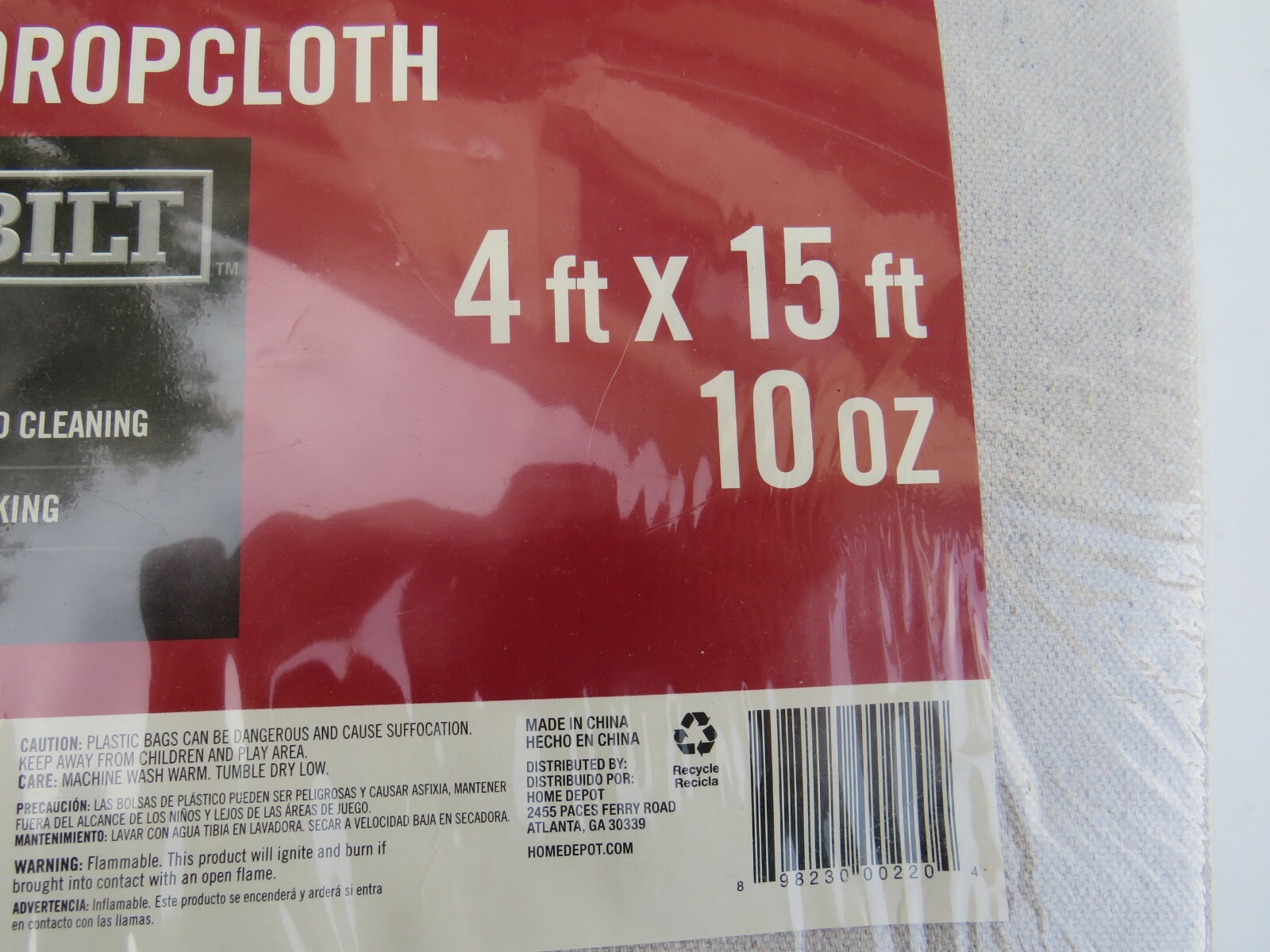 drop cloth Everbilt Heavy Duty 10 oz 4 ft x 15 ft canvas dropcloth ...