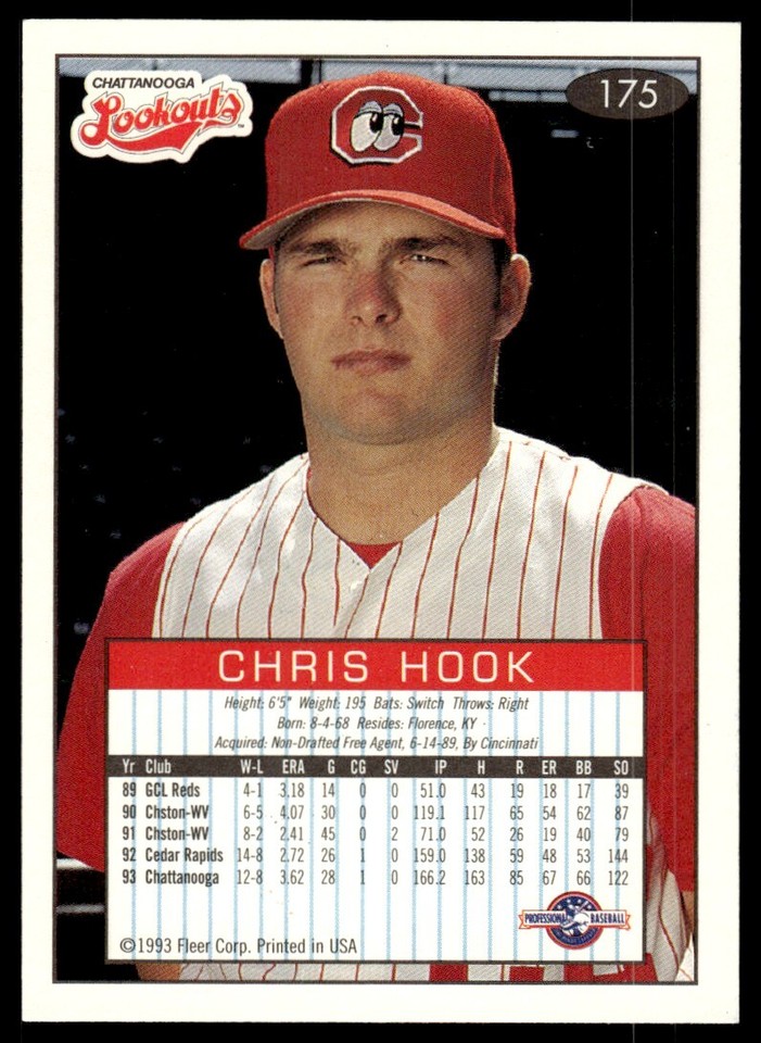 1993 Fleer Excel Chris Hook Auto Chattanooga Lookouts #175 Signed | eBay
