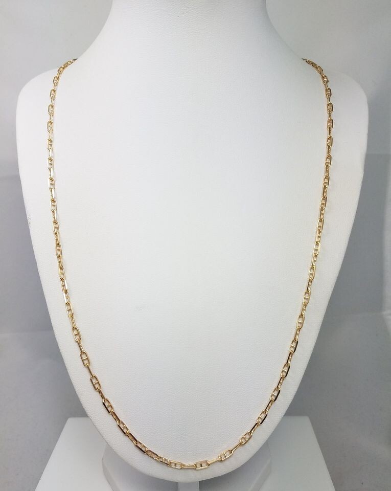 24" 14k Solid Yellow Gold Anchor Link Chain Necklace … - Gem