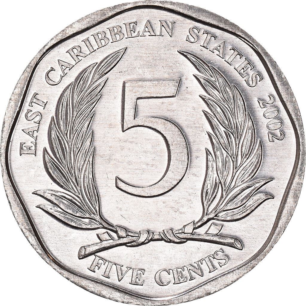 Eastern Caribbean States Coin 5 Cents | Queen Elizabeth II | Palm ...