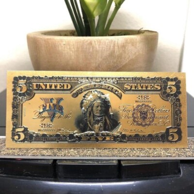 24k Gold Plated 1899 Native American Chief Banknote | eBay