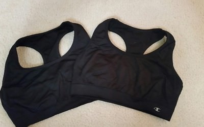 2 Champion 649 Sports Bra Features moisture wicking Black Small *New ...