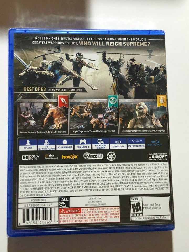 BRAND NEW PS4 VIDEO GAME- FOR HONOR D2 887256015657| eBay