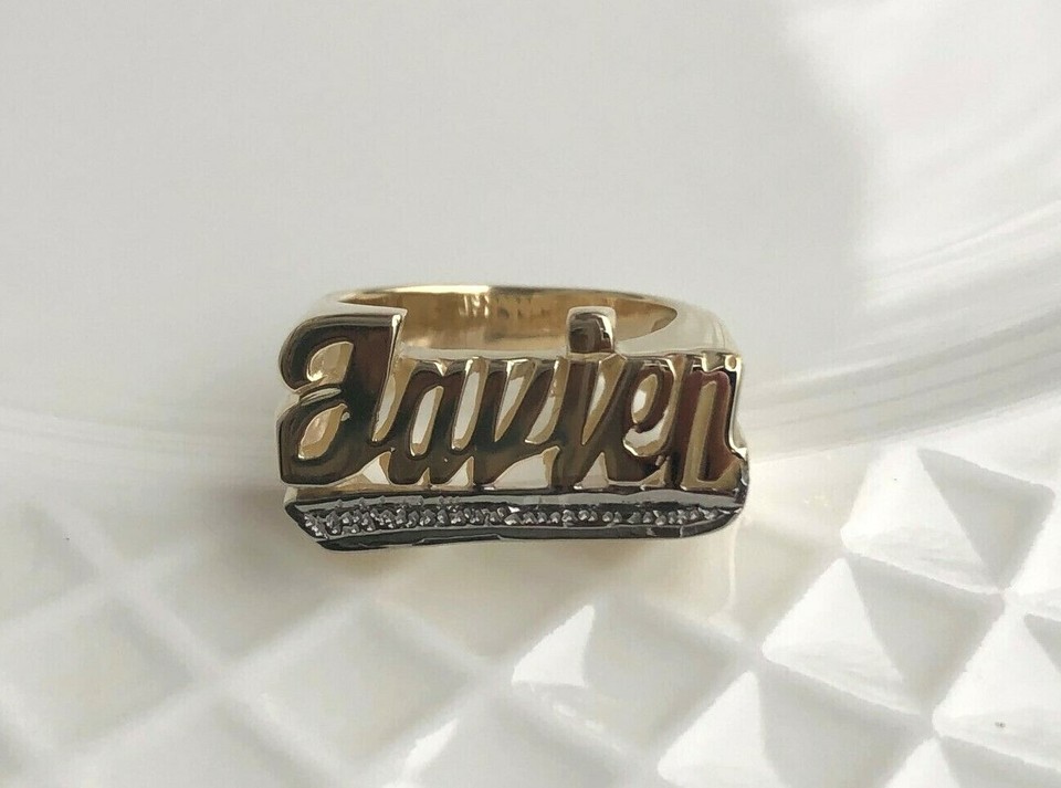 Personalized Name Ring in Real 10K OR 14K Gold with Straight Tail Any ...