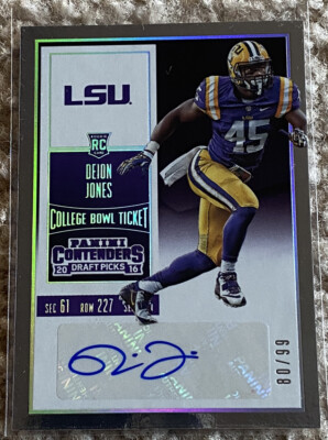 2016 Panini Contenders Draft Picks Bowl /99 Deion Jones Rookie Auto RC ...