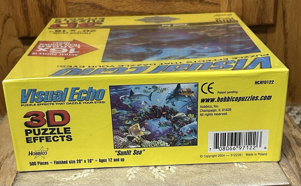 Hobbico Visual Echo 3-D Puzzle-500 Pieces-"Sunlit Sea"-20"x16" Finished ...