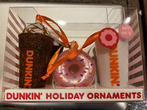 DUNKIN 2024 LIMITED EDITION HOLIDAY ORNAMENT 3 PIECE SET New | eBay