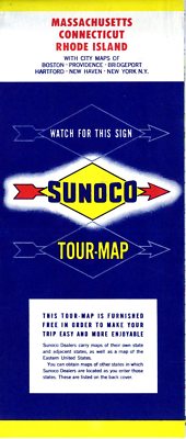 1957 Sunoco Road Map: Massachusetts Connecticut Rhode Island NOS | eBay