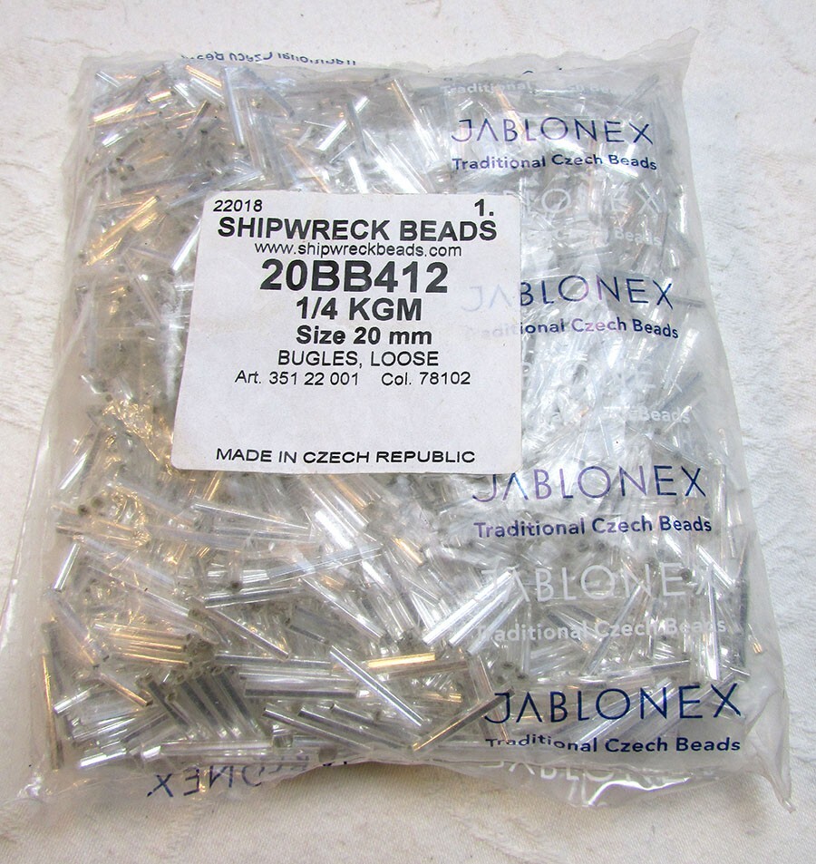 Bulk Clear Silver Lined Bugle Beads Loose 20mm Czech Glass Jablonex ...