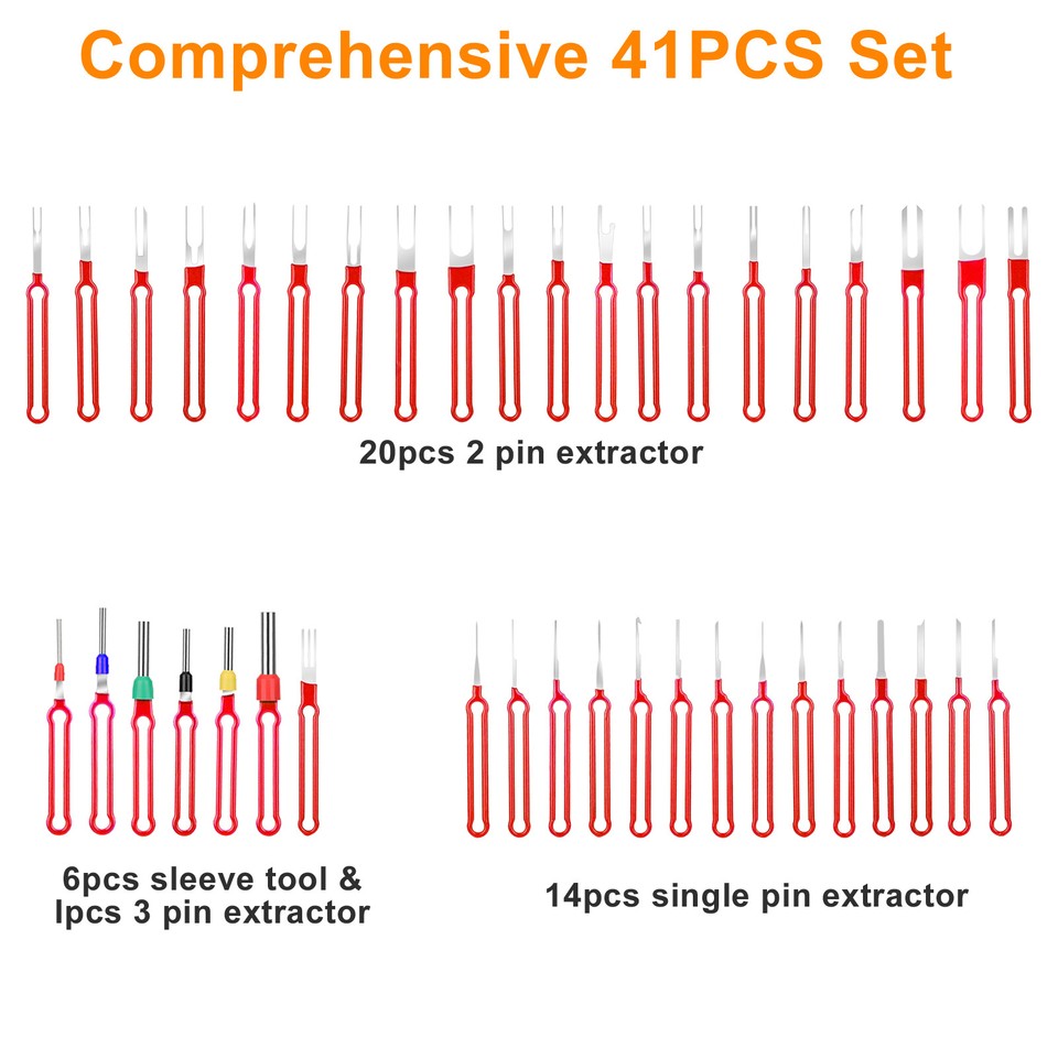 41Pcs Terminal Removal Tool Kit Electrical Wire Connector Pin Ejector ...