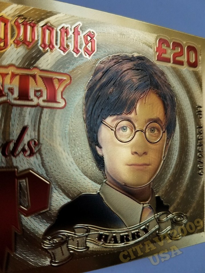 HARRY POTTER TICKET GOLD PLATED BILL SOUVENIR BANK OF HOGWARTS MONEY ...