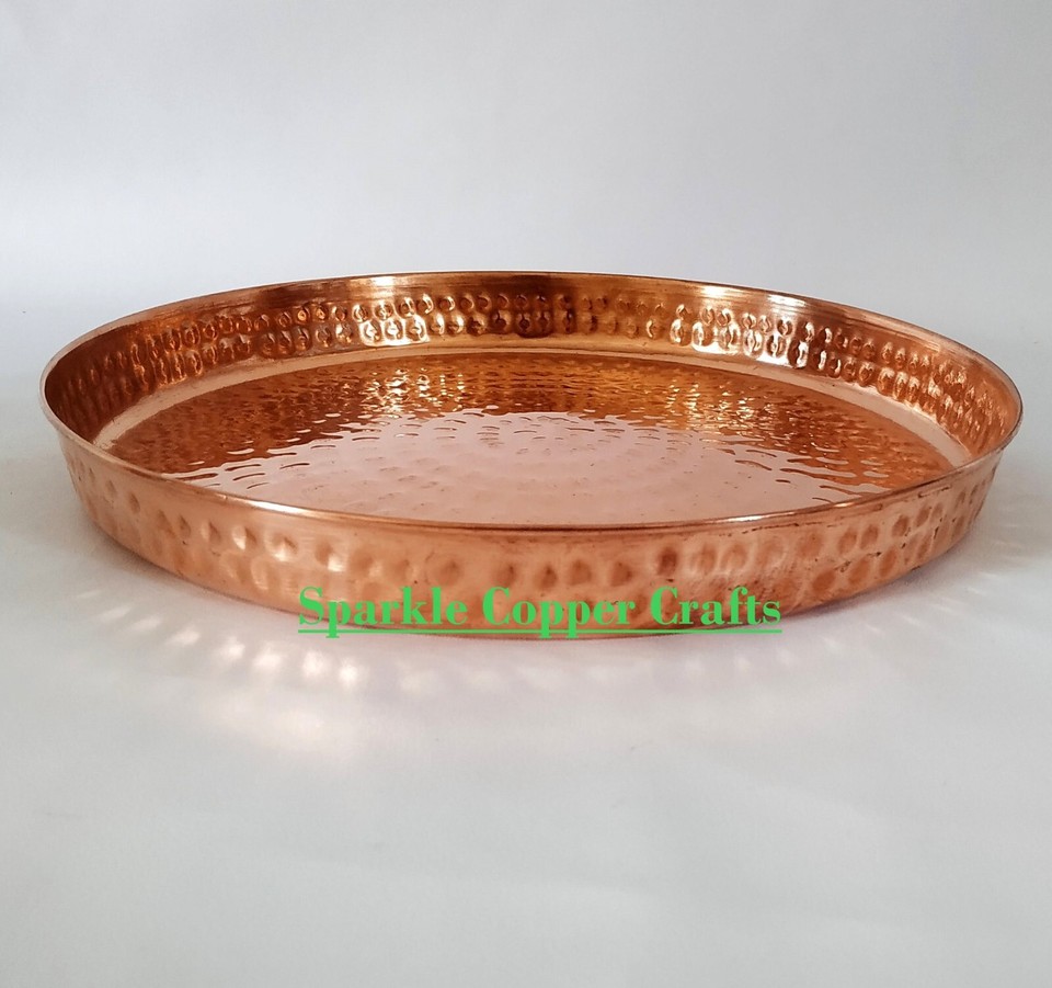 Pure Copper Thali With 4 Serving Copper Bowls Dinnerware Serveware ...