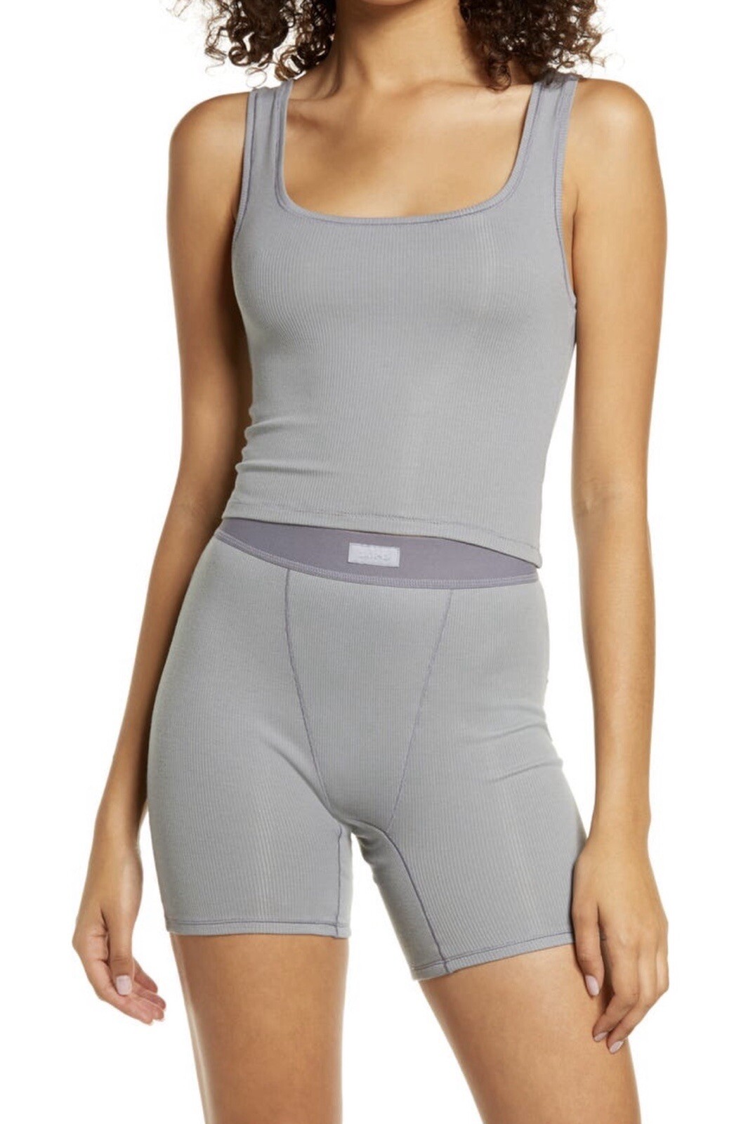 Skims Cotton Rib Lounge Set Boxer And Tank Pacific Gray New Size Small ...
