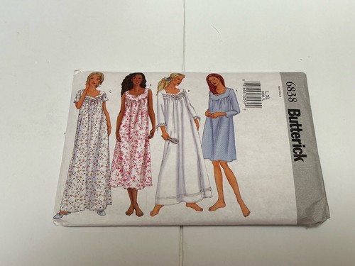 Butterick 6838 Sz XS-M Nightgown House Dress Pajama Gown Lace Gathered ...