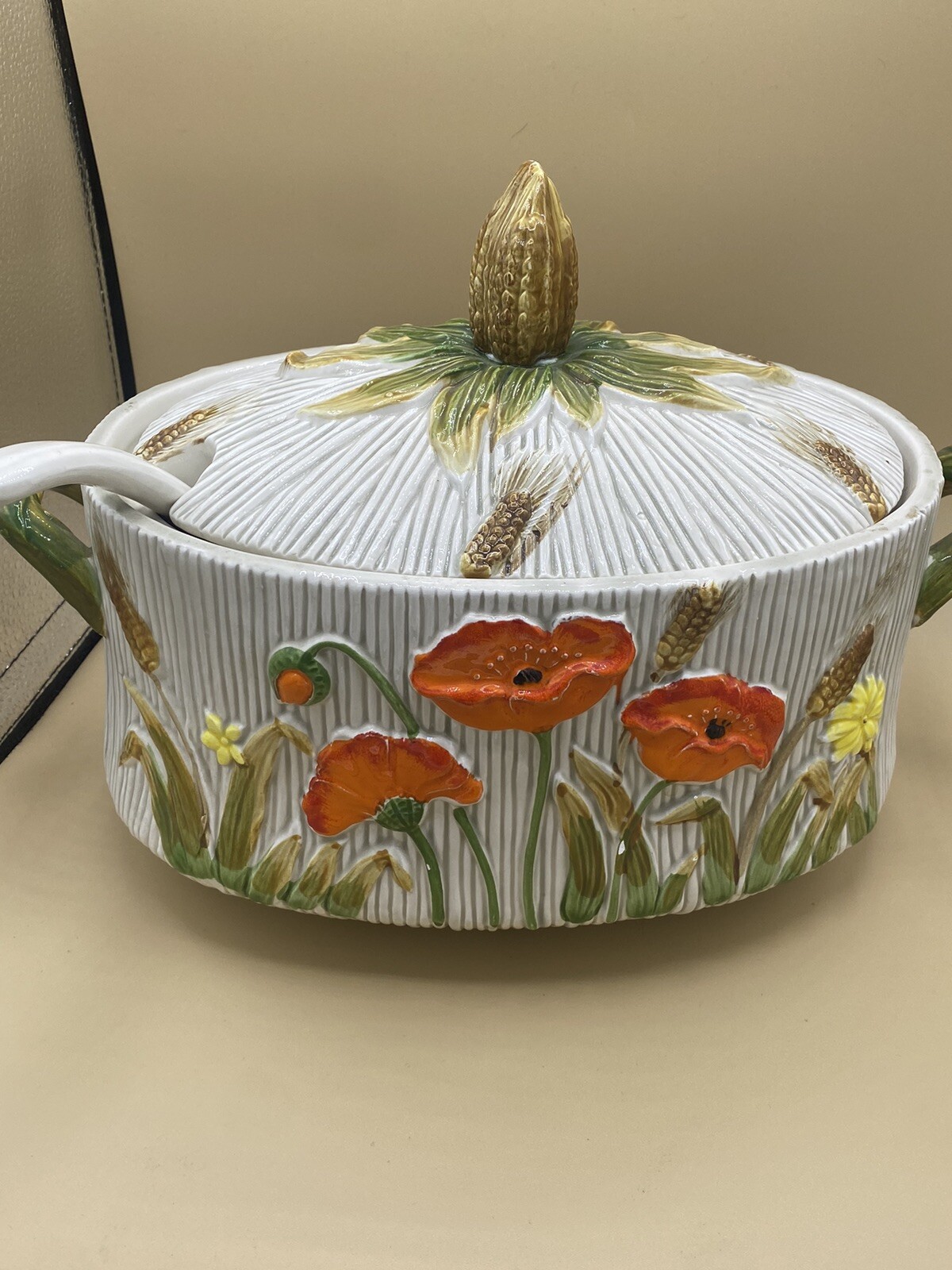 Lefton Orange California Poppy Flowers and Wheat Soup Tureen Japan ...
